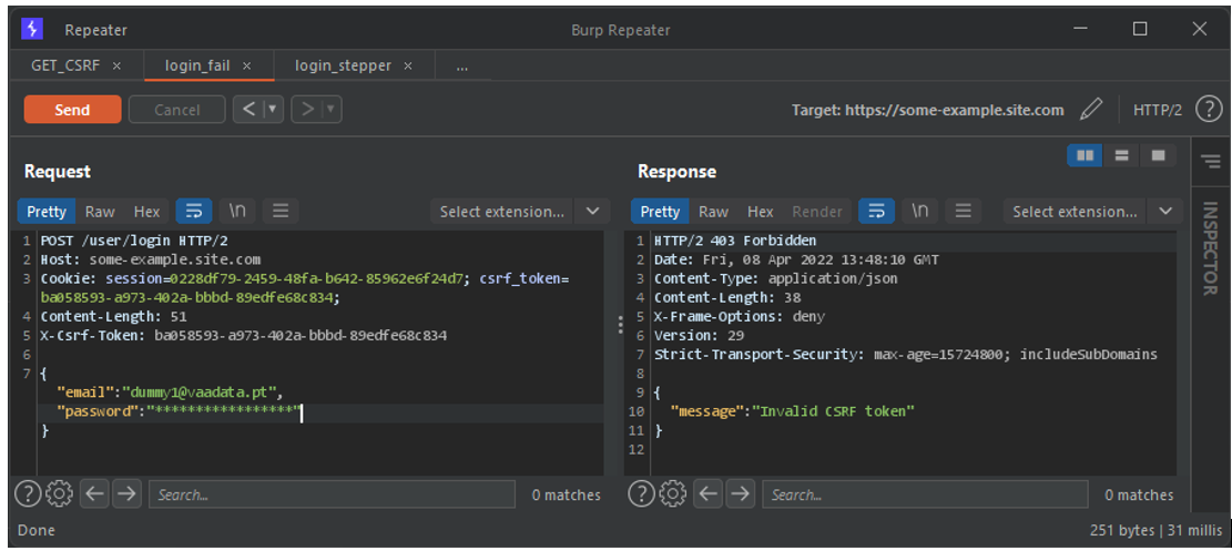 Auditing an app protected by a CSRF token with Stepper