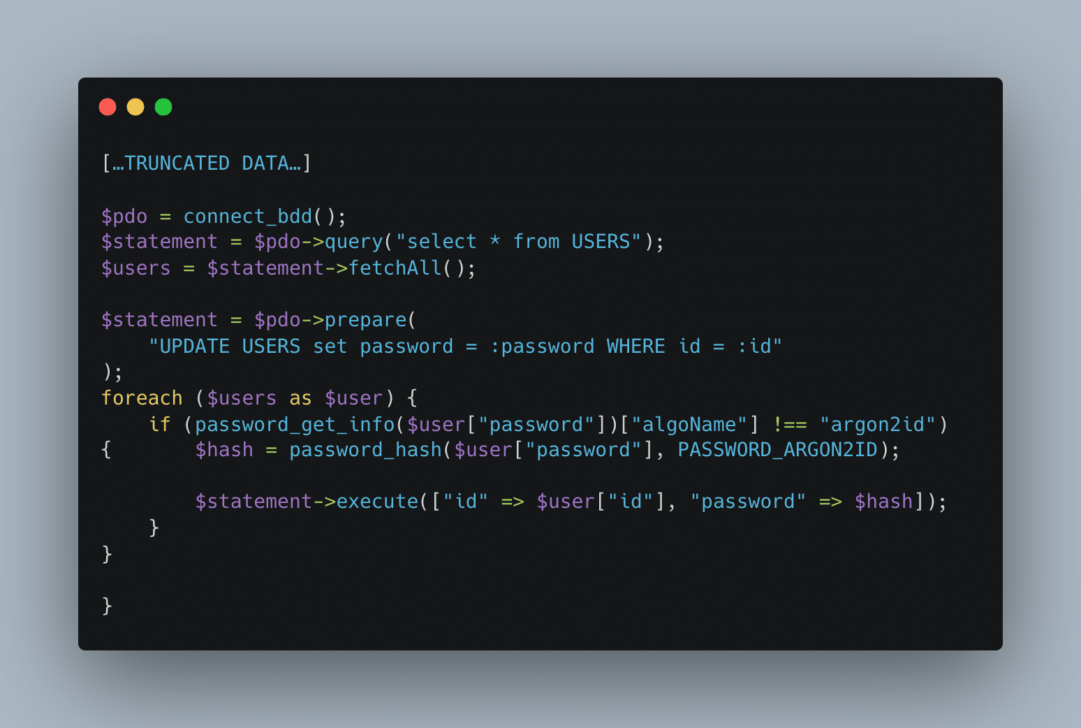 How to update passwords to secure their storage with Argon2?